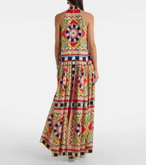 Dolce & Gabbana Taormina Printed Halterneck Silk Gown