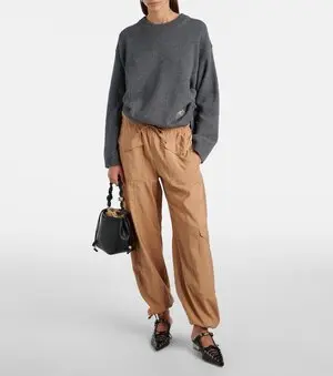 GANNI Logo Wool-blend Sweater - Grey