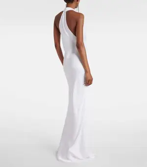 Norma Kamali Halterneck Draped Gown - White