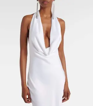 Norma Kamali Halterneck Draped Gown - White
