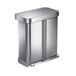 SIMPLEHUMAN 58l Recycler Rectangular Step Can - Brushed
