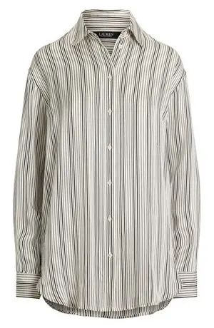 Ralph Lauren Stripe Relaxed-fit Satin Button-up Shirt