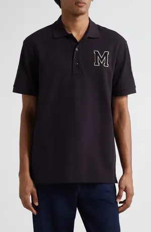 Moncler Varsity Monogram Cotton Piqué Polo