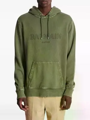 Balmain Logo-print Hoodie - Green