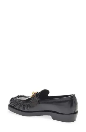 Balmain Glazed Leather Loafer - 0pa Black