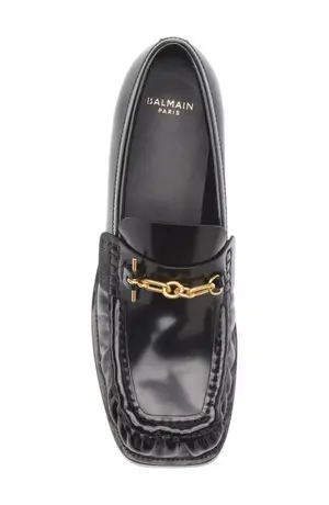 Balmain Glazed Leather Loafer - 0pa Black