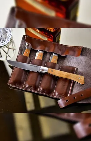 MESSERMEISTER Folding Steak Knife 4 Piece Set In Leather Roll