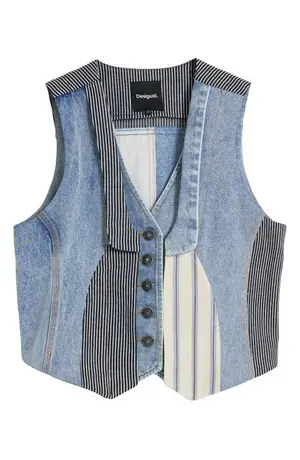 Desigual Patchwork Denim Vest