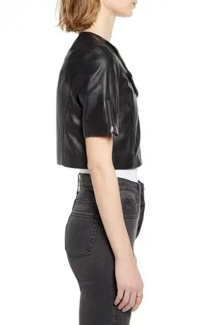 LAMARQUE Kirsi Cropped Biker Jacket - Black