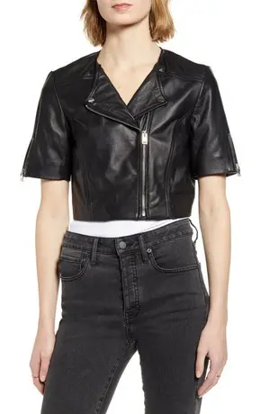 LAMARQUE Kirsi Cropped Biker Jacket - Black