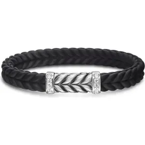 David Yurman Chevron Station Rubber Bracelet - Black/diamond
