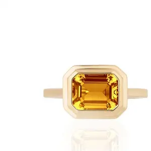 Goshwara Manhattan Emerald Cut Ring - Citrine