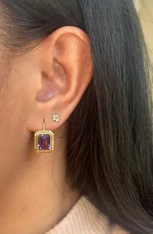 Goshwara Manhattan Bezel-set Drop Earrings - Purple