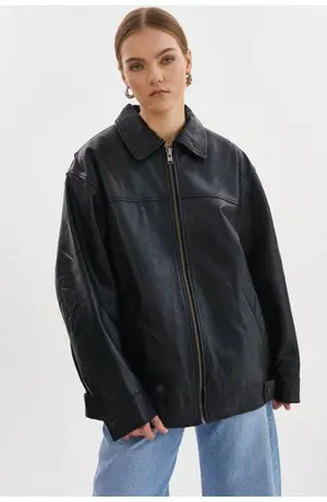 LAMARQUE Leather Bomber Jacket - Black