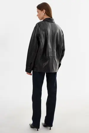 LAMARQUE Theia Leather Bomber Jacket - Black