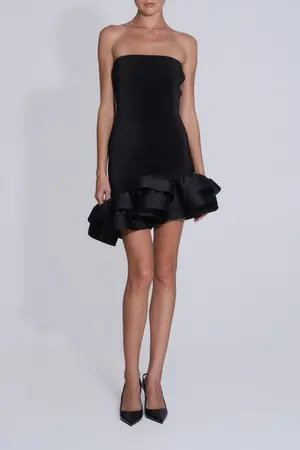 L'IDEE Volant Mini Dress - Noir