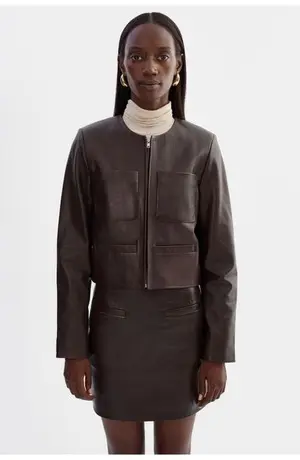 LAMARQUE Linette Leather Jacket - Dark Brown