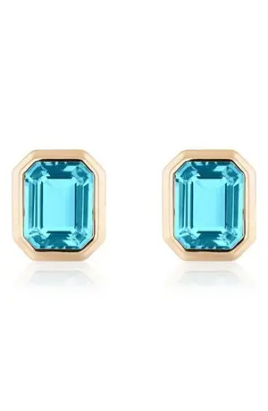Goshwara Manhattan Stud Earrings Blue Topaz