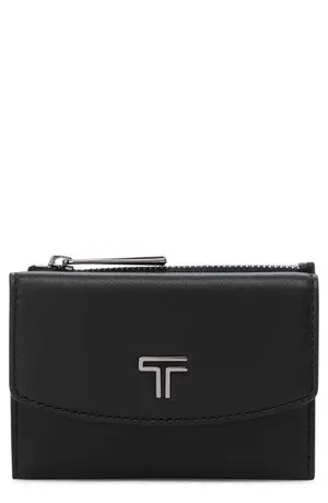 Tumi Leather Flap Card Case - Black/ Gunmetal