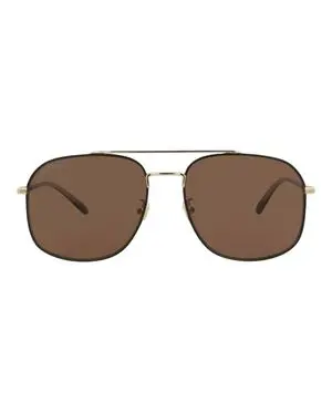 Gucci Aviator-frame Metal Sunglasses - Gold Havana Brown (gg1351s/30013912/004)