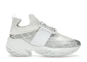 ROGER VIVIER Viv' Run Fabric Crystal Buckle Sneakers Silver