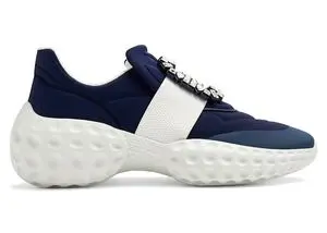 ROGER VIVIER Viv' Run Light Crystal Buckle Sneakers - Blue/white