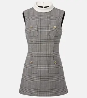 SELF-PORTRAIT Prince Of Wales Check Mini Dress - Grey