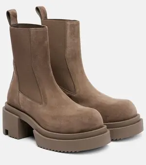 Rick Owens Beatle Suede Platform Chelsea Boots