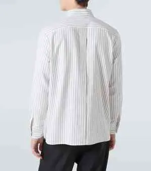 Saint Laurent Cassandre Striped Cotton Poplin Shirt - White