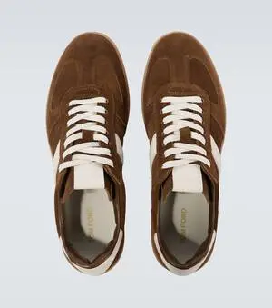TOM FORD Archer Leather-trimmed Suede Sneakers