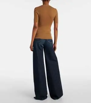 Khaite Celina Ribbed-knit Wool-blend Top - Brown
