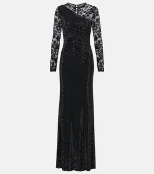 SELF-PORTRAIT Rhinestone Lace-trimmed Gown