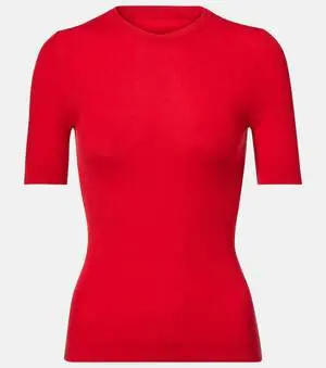 Khaite Celina Ribbed-knit Wool-blend Top - Red