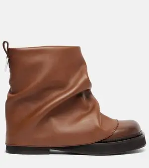 Attico Mini Robin Leather Combat Boots - Brown
