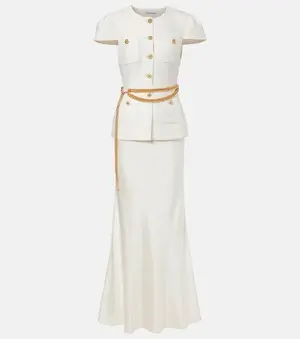 SELF-PORTRAIT Belted Taffeta Maxi Dress