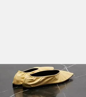 THE ROW Liisa Leather Ballet Flats - Yellow