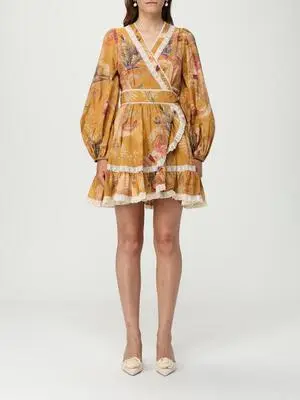 Zimmermann Printed Wrap Dress - Mustard