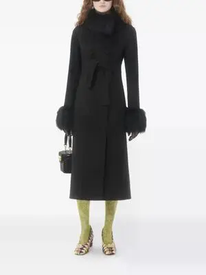 Valentino Garavani Faux Fur-trimmed Double-breasted Coat