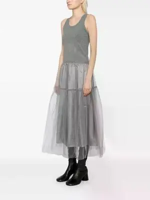JNBY Tulle-inserts Midi Dress - Grey