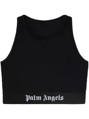 Palm Angels Logo-underband Crew-neck Bra - Black