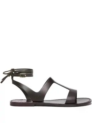 Max Mara Leather Flap Sandals - Brown