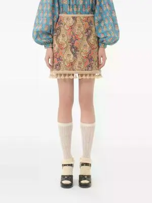 Valentino Garavani Embroidered Skirt With Paisley Voyage Imaginaire-print - Neutrals