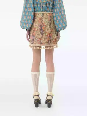 Valentino Garavani Embroidered Skirt With Paisley Voyage Imaginaire-print - Neutrals
