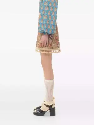 Valentino Garavani Embroidered Skirt With Paisley Voyage Imaginaire-print - Neutrals