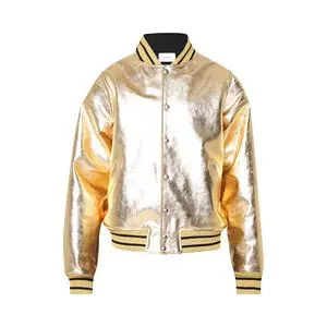 Rhude Metallic Leather Bomber Jacket