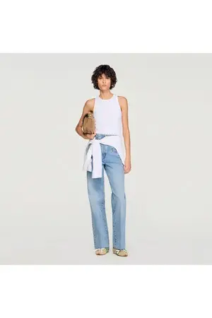 Sandro Sandro Wide-Leg Denim Suit Trousers - Blue