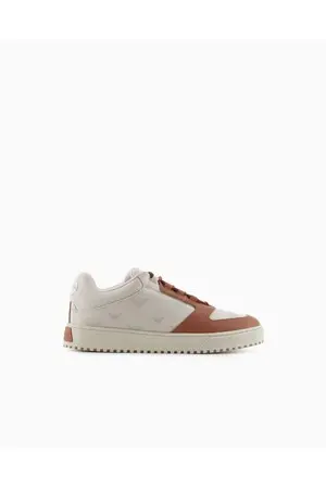 Emporio Armani Canvas Sneakers With Eagle Design - Red