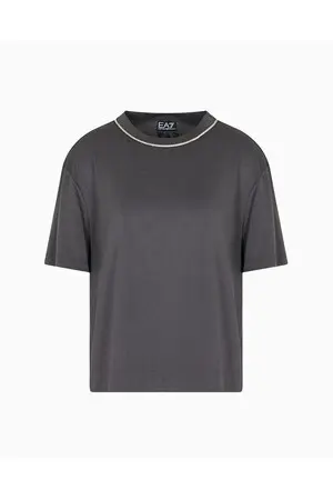 EA7 Precious Viscose-blend Crew-neck T-shirt - Black / White / Pink / Gray