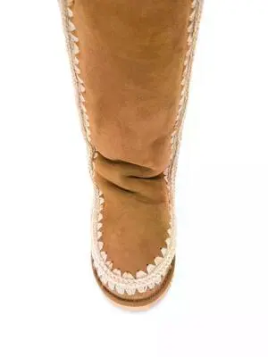 Mou Woven Detail Sheepskin Boots