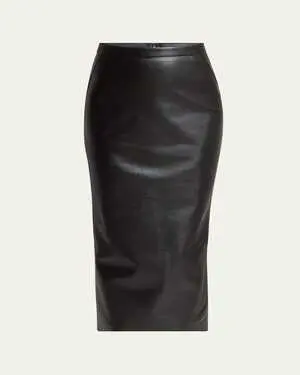 Givenchy Lambskin Leather Midi Pencil Skirt With Godet Back